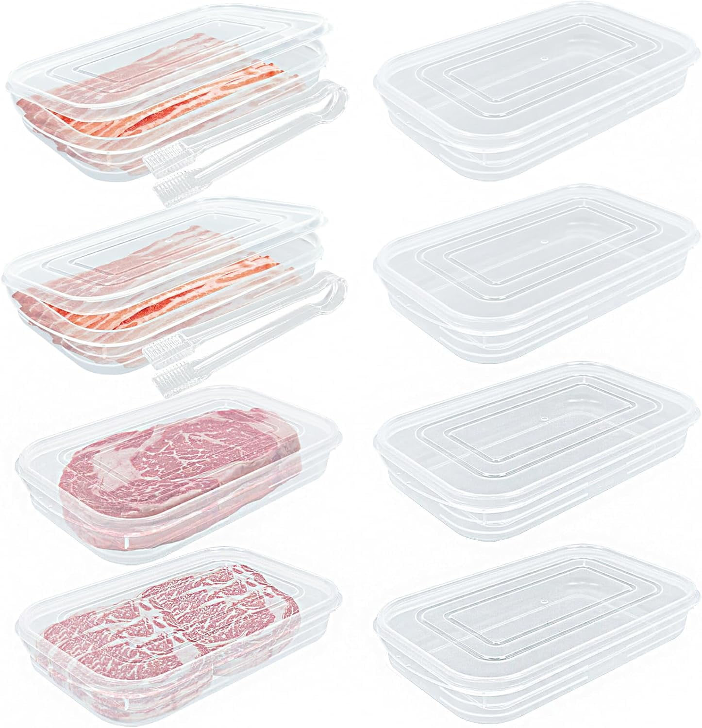 Bacon Keeper, 8 Pcs Deli Meat Container for Fridge Plastic Saver ...