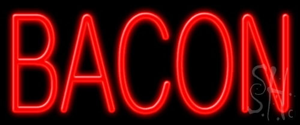 Bacon LED Neon Sign 6 x 15 - inches, Clear Edge Cut Acrylic Backing ...