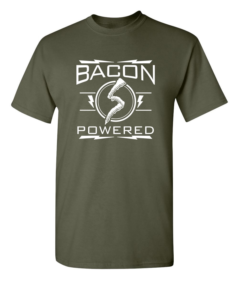 Bacon Powered Graphic Tee TShirt Gift - Walmart.com