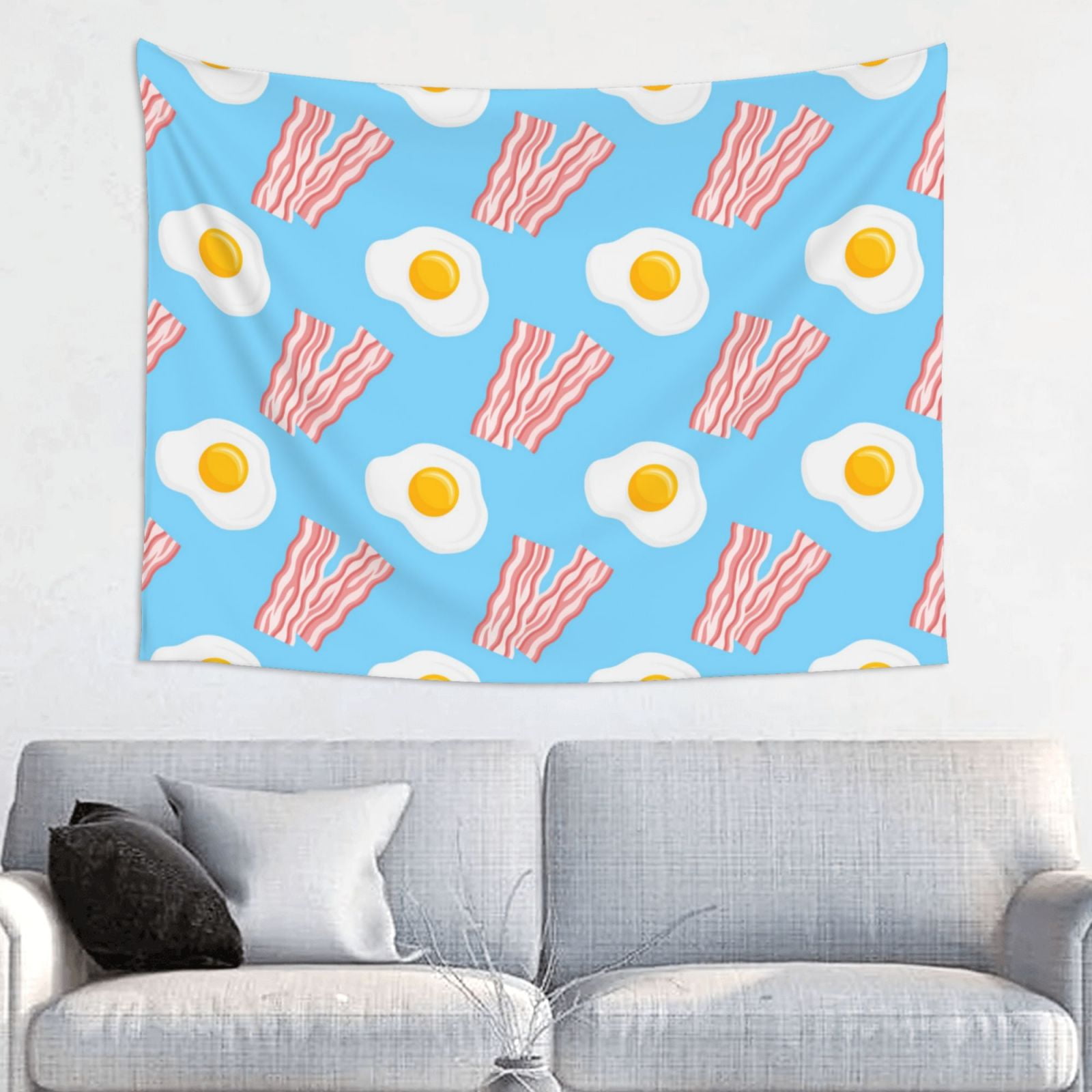 Bacon Print Blue Tapestry Wall Hanging, Wall Tapestry for Bedroom ...