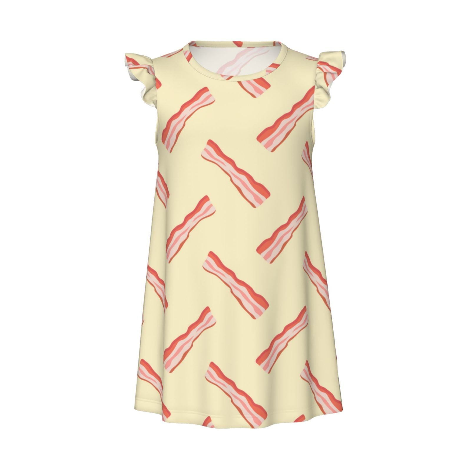 Bacon Print No.9032 Girls Nightgowns, Short Sleeves Princess Dress ...