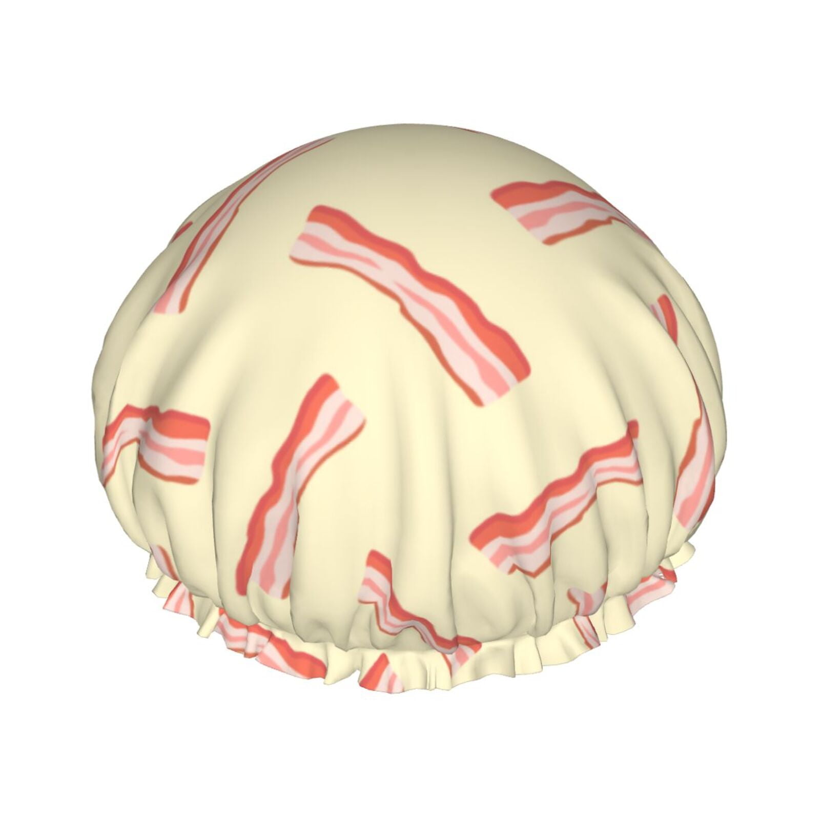 Bacon Print No.9032 Shower Cap, Reusable Bath Hair Hat for all Hair ...