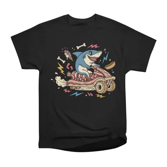 Bacon Shark Rider T-Shirt Tee Gift For Him Merch For Her Apparel For ...
