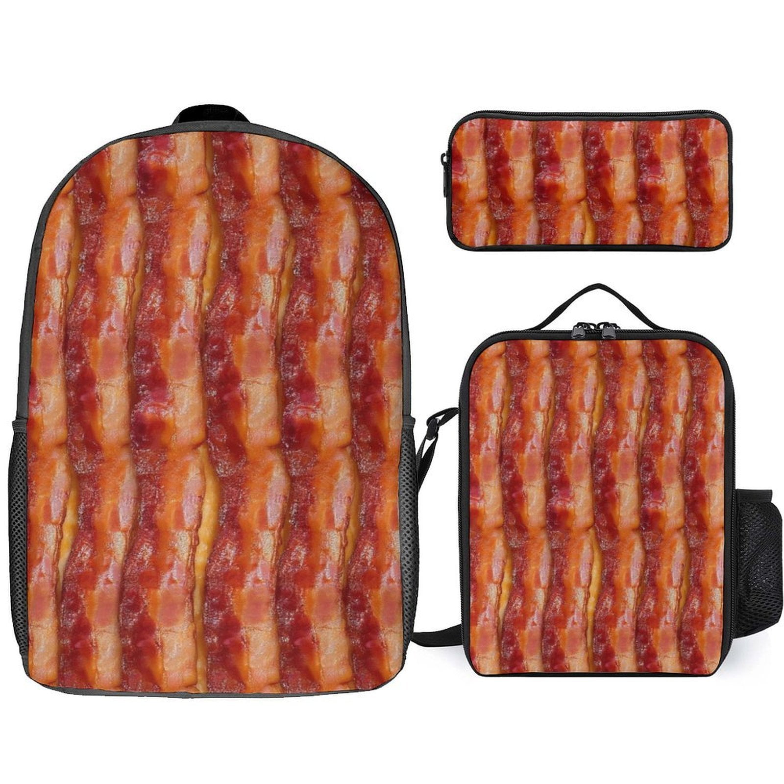 Bacon Strips Pattern 3D Printed 3pcs/Set Bags Laptop Daypack Backpack ...
