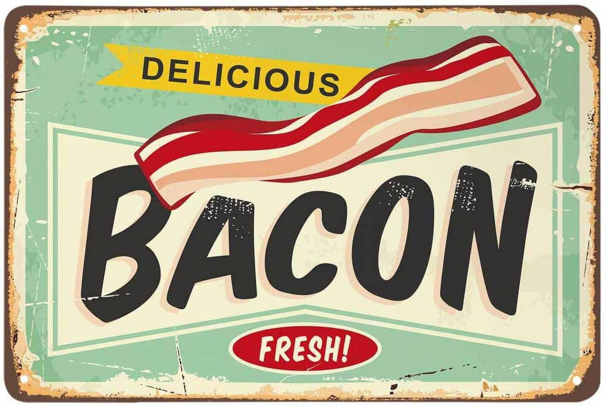 Bacon Tin Sign,Delicious Food Meat Vintage Metal Tin Signs for Cafes ...
