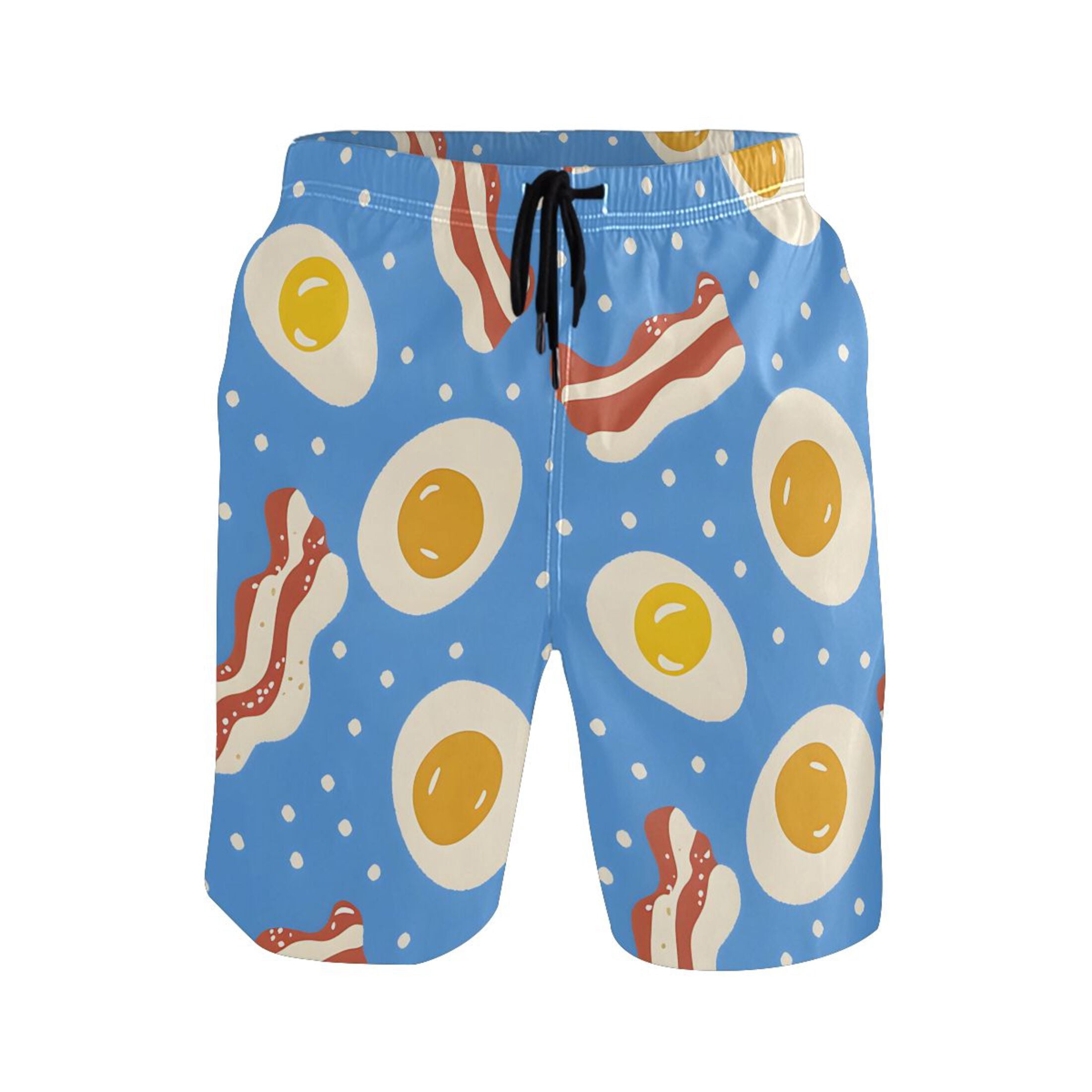 Bacon and Eggs Pattern Mens Swim Trunks Quick Dry Board Shorts ...