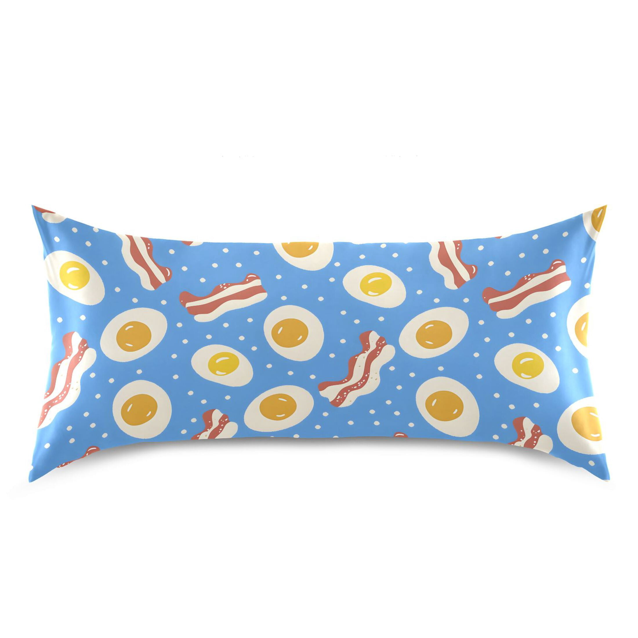Bacon and Eggs Pattern Pillow Case Queen Size Silky Satin Pillow Cover ...
