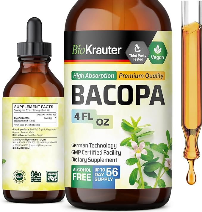 Bacopa Monnieri Organic Tincture - Cognitive Health Support Liquid ...