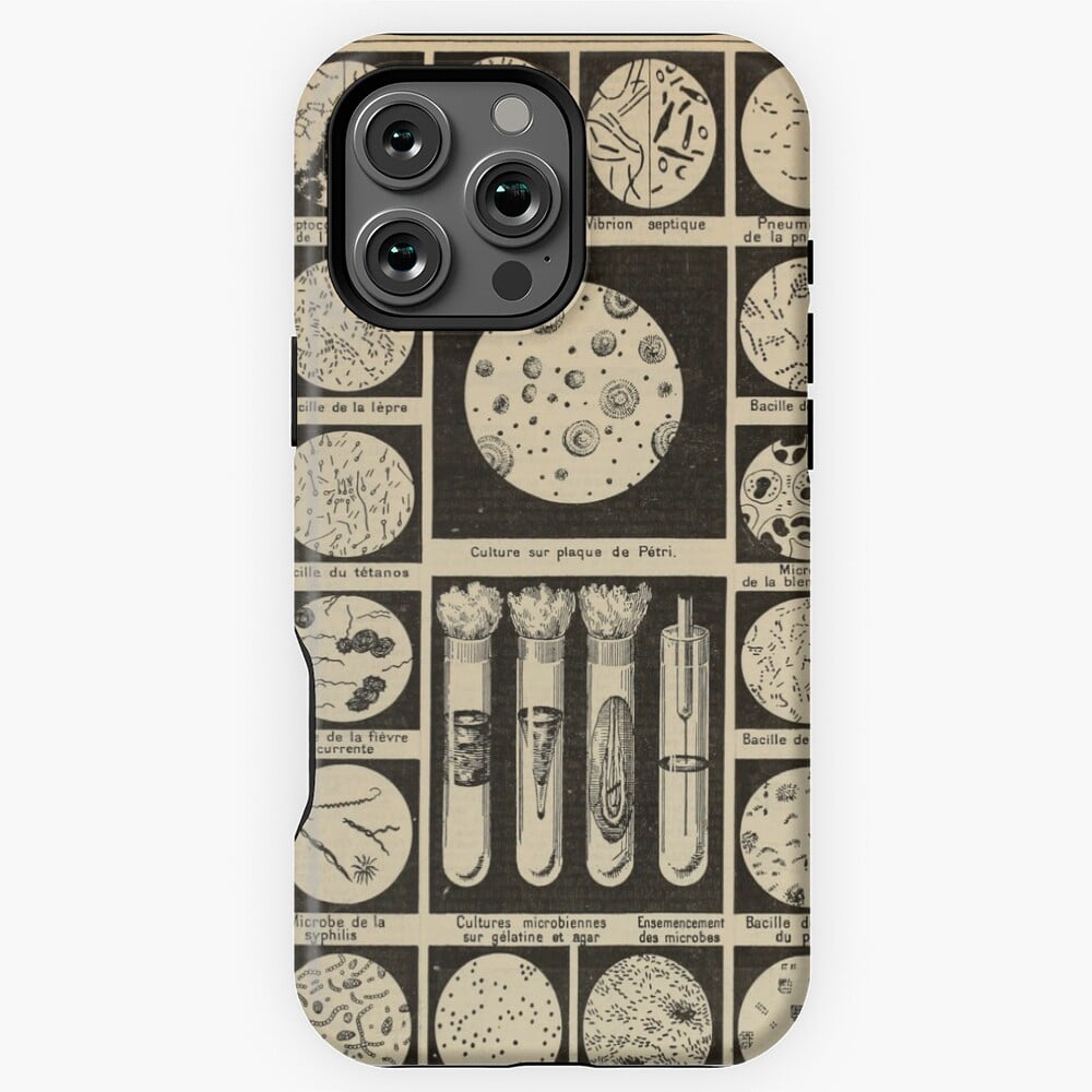 Bacteria Culture Vintage Science Art iPhone Case 17 16 15 14 13 12 11 ...