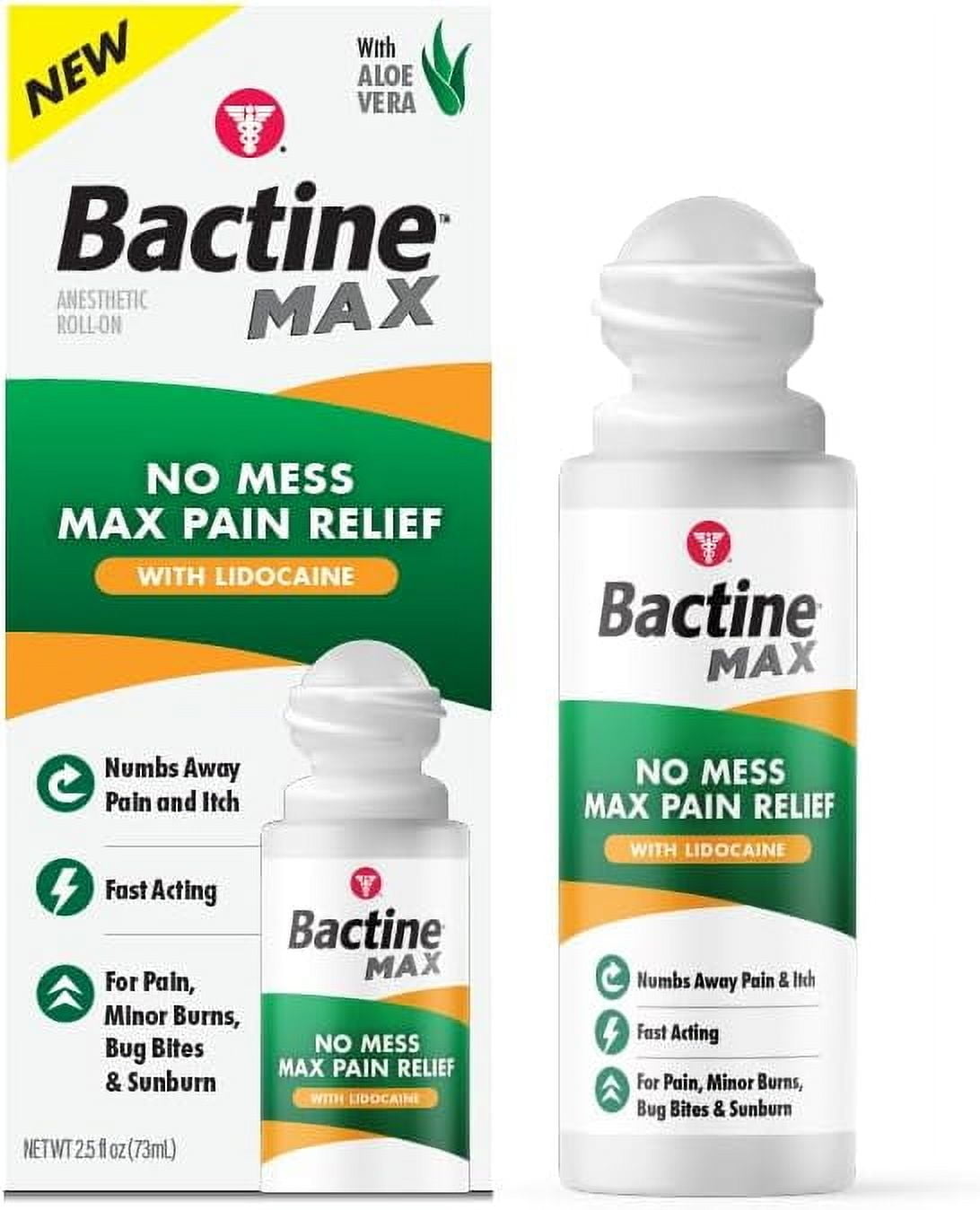 Bactine Max No-Mess Roller Ball with 4% Lidocaine - Pain + Itch Relief ...
