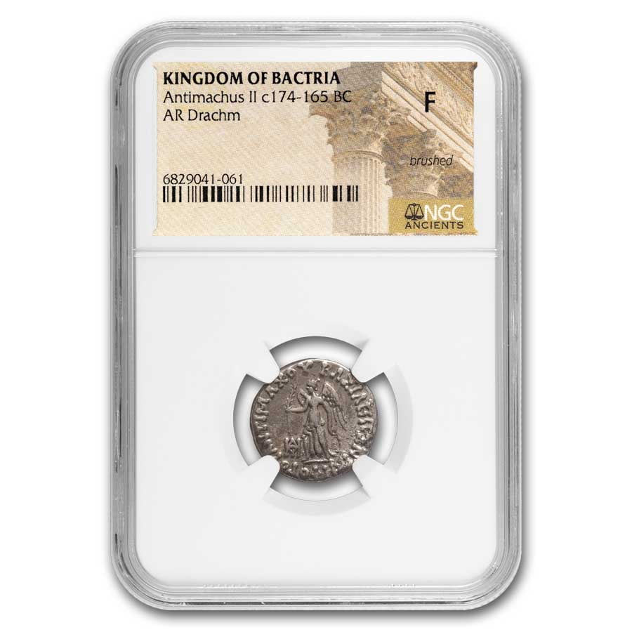 Bactria AR Drachm Antimachus II 174-165 BC Fine NGC (Random Coin ...