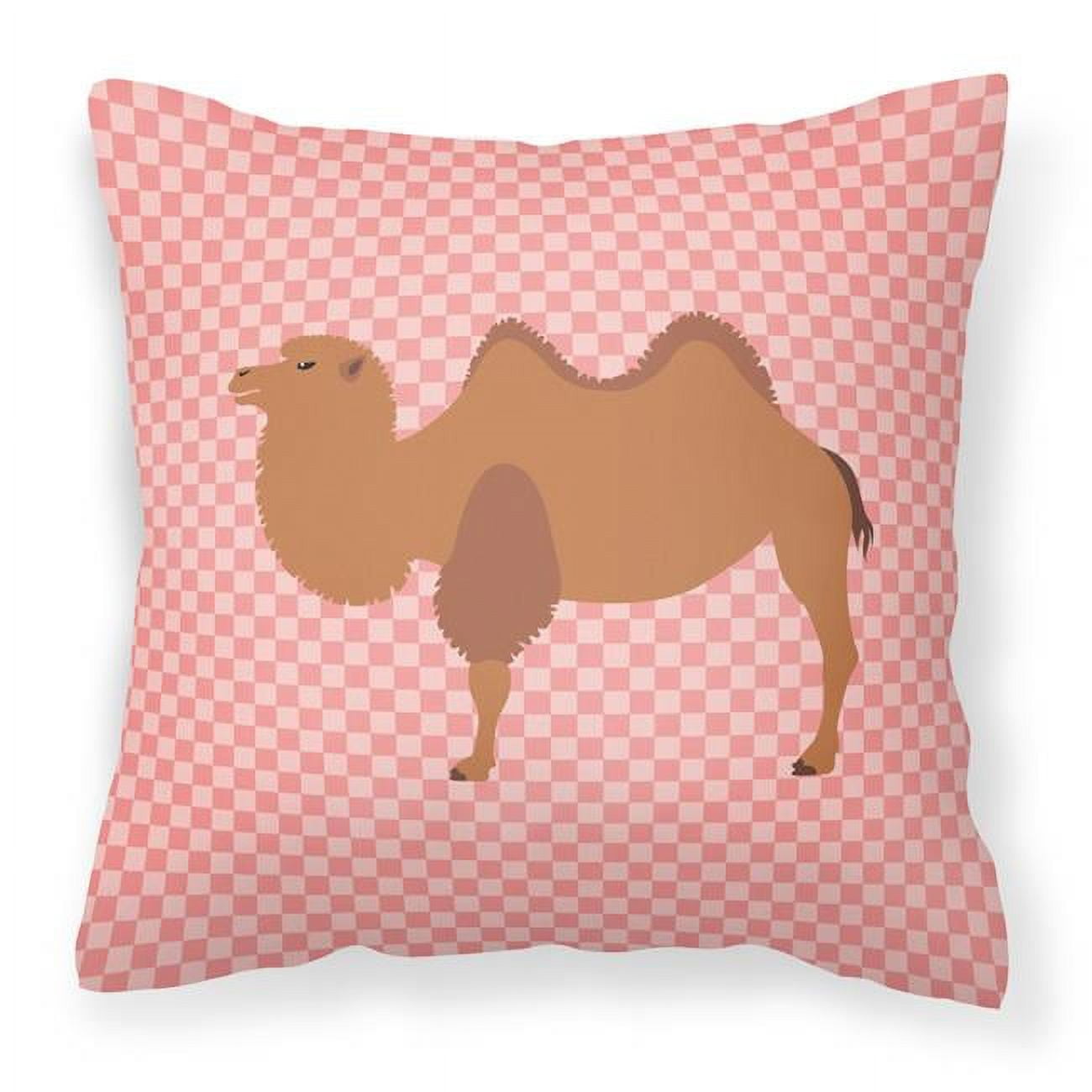 Bactrian Camel Pink Check Fabric Decorative Pillow - 14 x 14 in ...