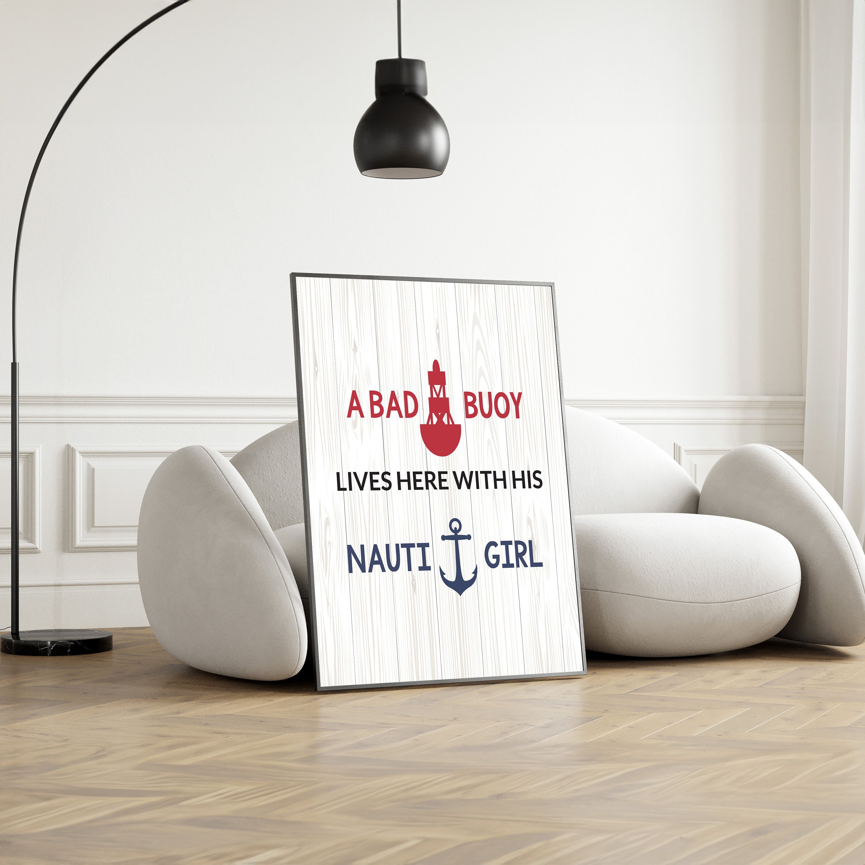 A Bad Boy Lives Here With His Nauti Girl Print, Beach Wall Art, Coastal ...