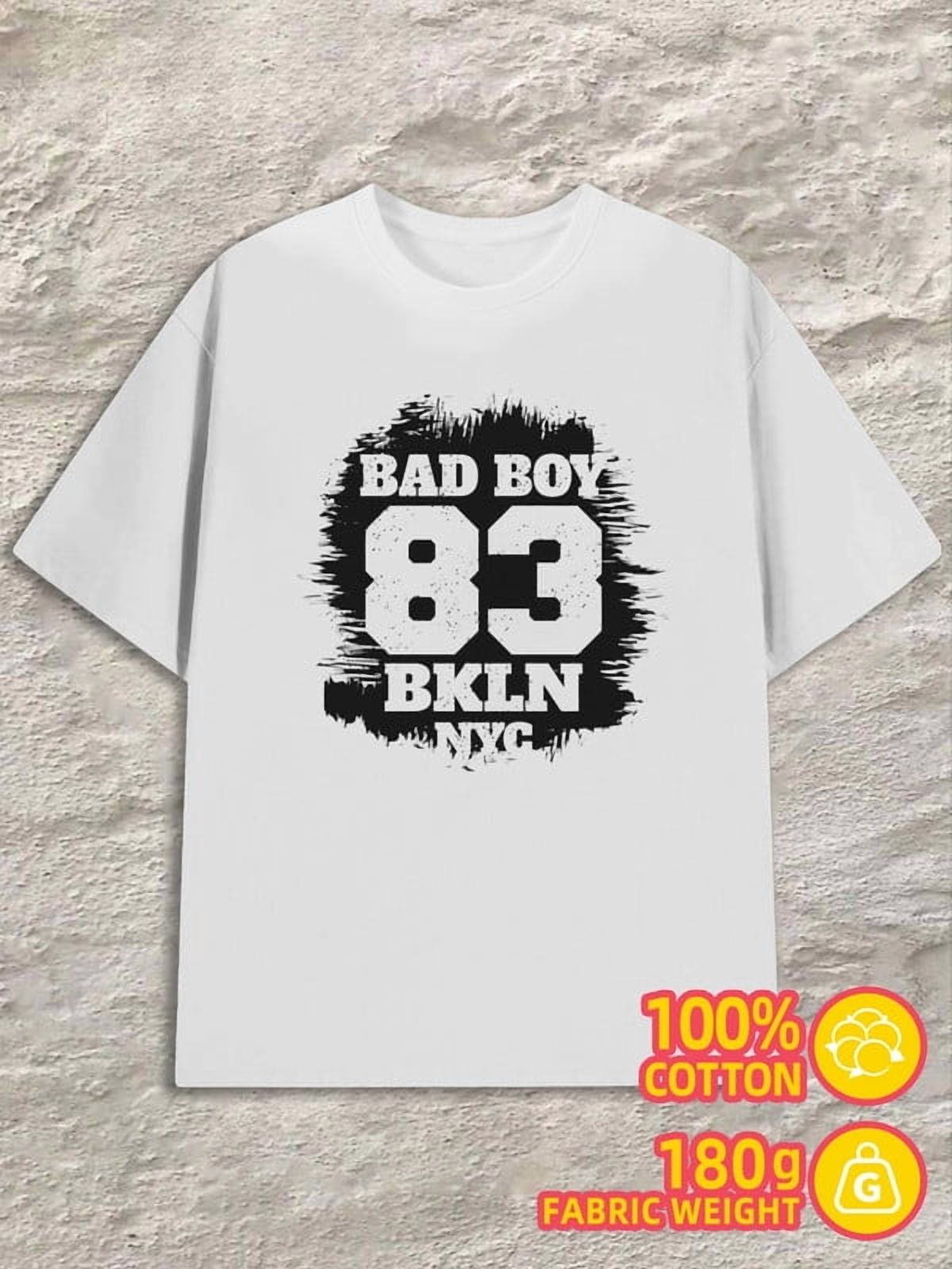Bad Boy NYC men's 180G 100% Cotton white Casual Unisex Shirt Crewneck ...