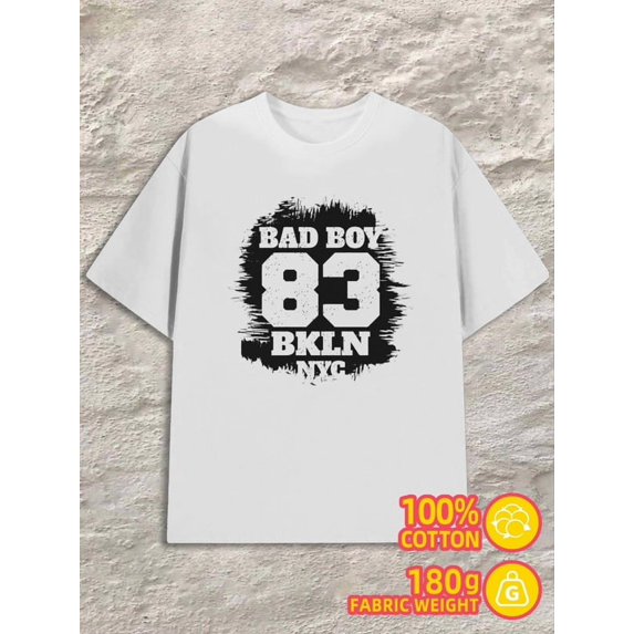 Bad Boy NYC men's 180G 100% Cotton white Casual Unisex Shirt Crewneck ...