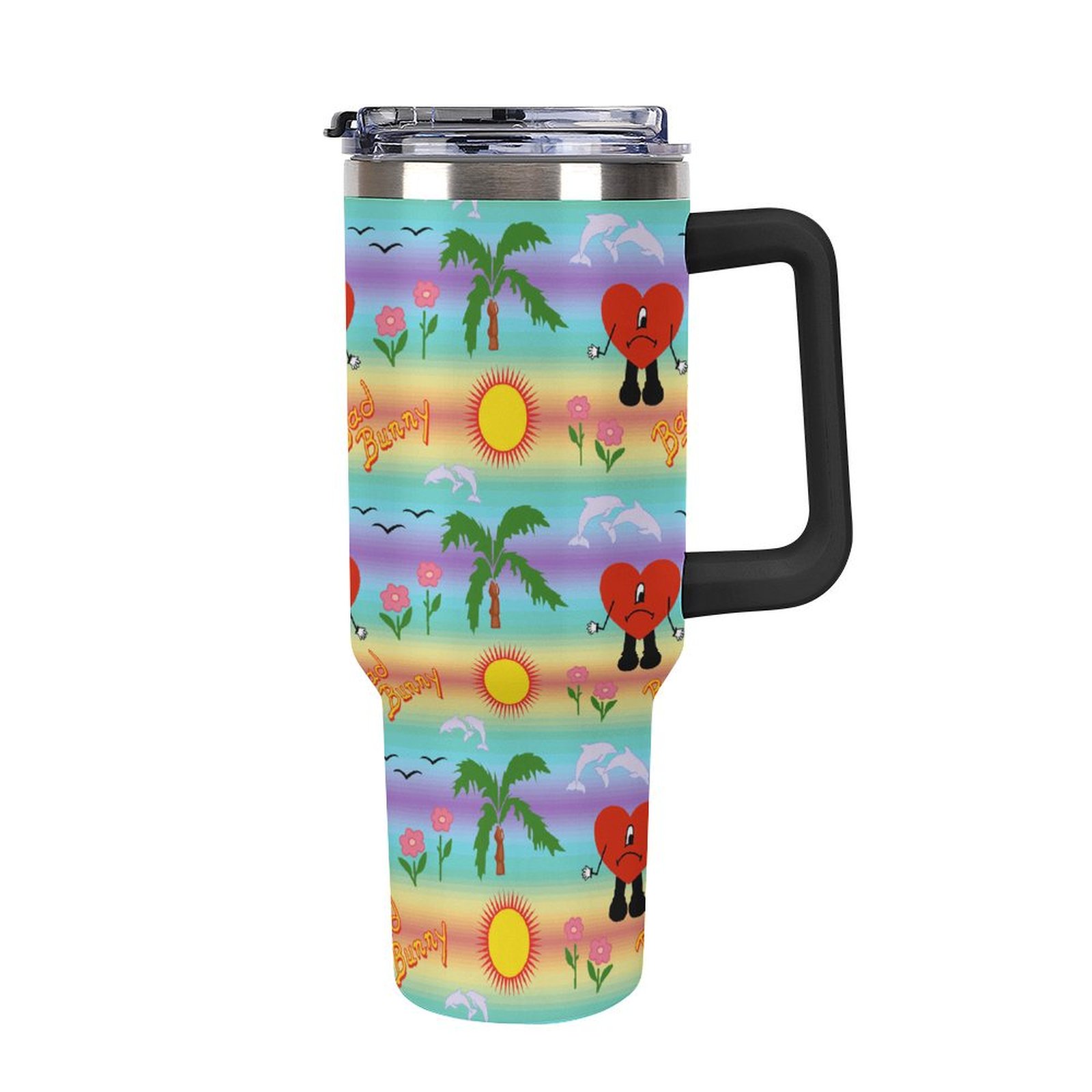 Bad Bunny Cartoon Stainless Steel Car Cup with Handle Thermos Cup 40oz ...