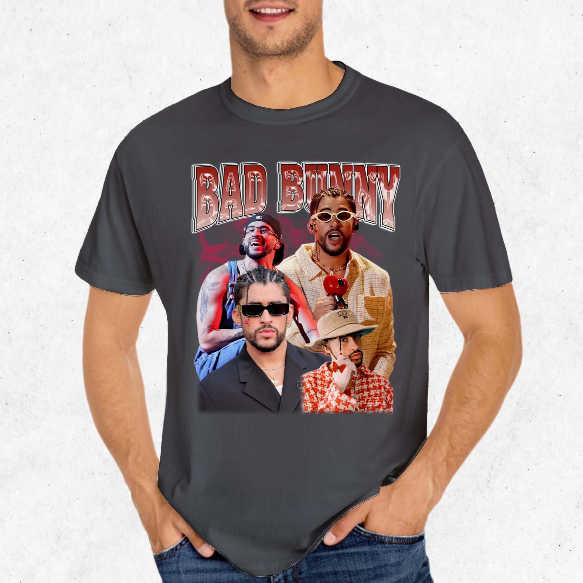Bad Bunny Multi-Portrait T-Shirt – Iconic Latin Music Star Design ...