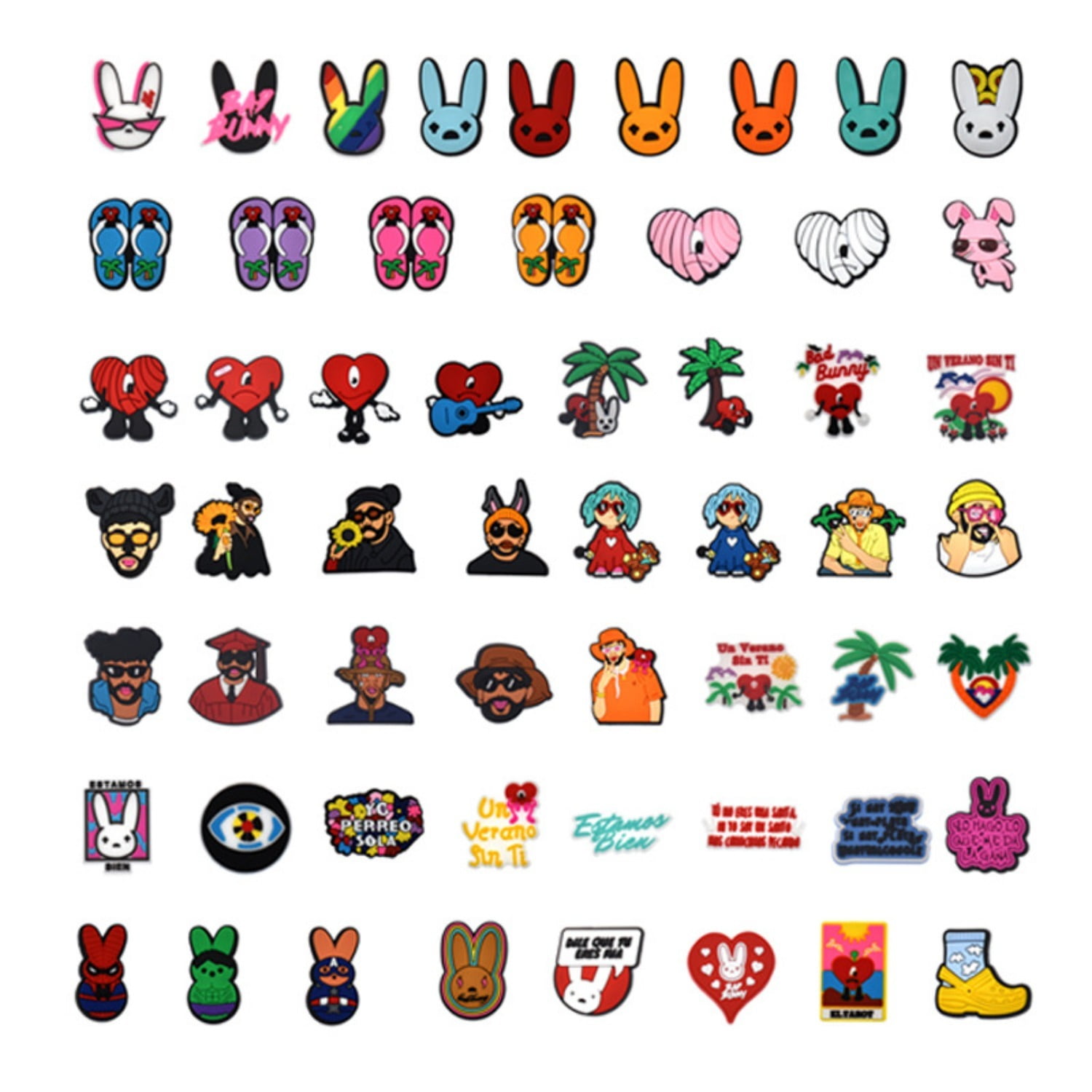 Bad Bunny Series PVC Soft Rubber Shoes with Detachable Decorative ...