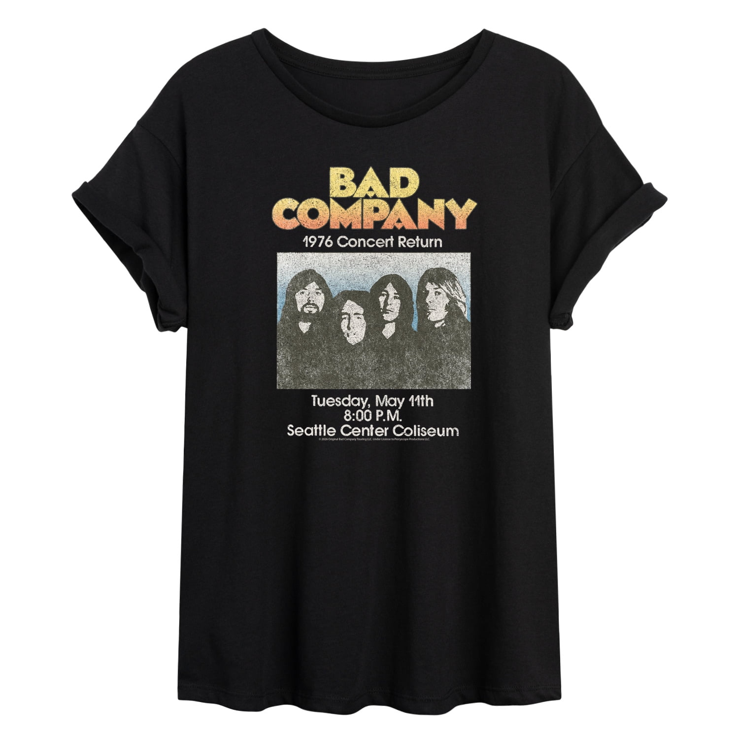 Bad Company - Seattle Center - Juniors Oversized Graphic T-Shirt ...