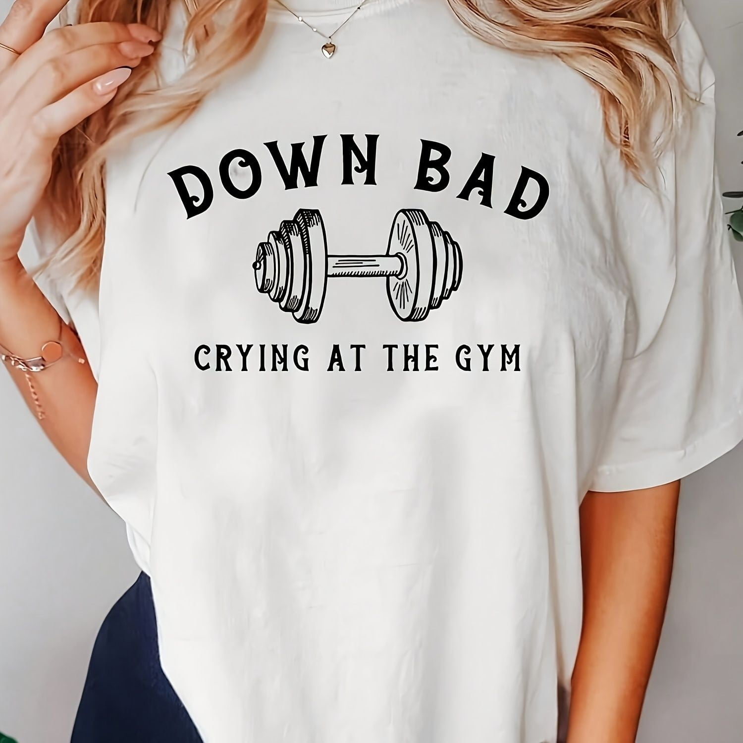 Down Bad Crying At The Gym T-S1Hirt Funny Workout Weightlifting Summer ...