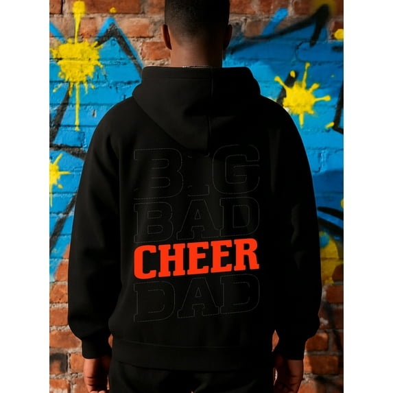 Bad Dad Cheer graphic hoodies Veteran for men polyester black Comfy ...