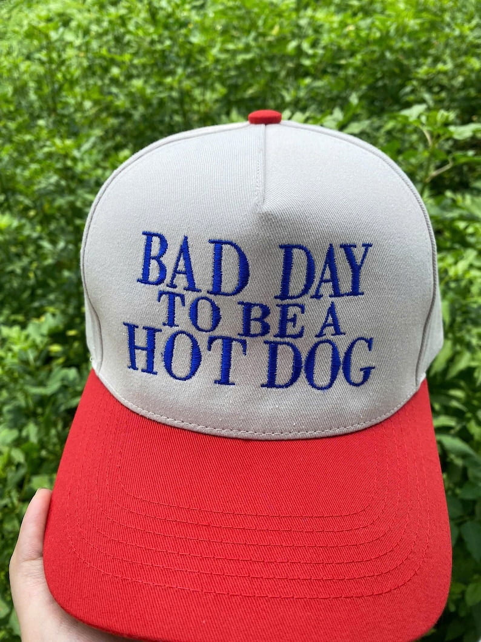 Bad Day To Be A Hot Dog Hat, Funny Embroidered Baseball Cap with ...