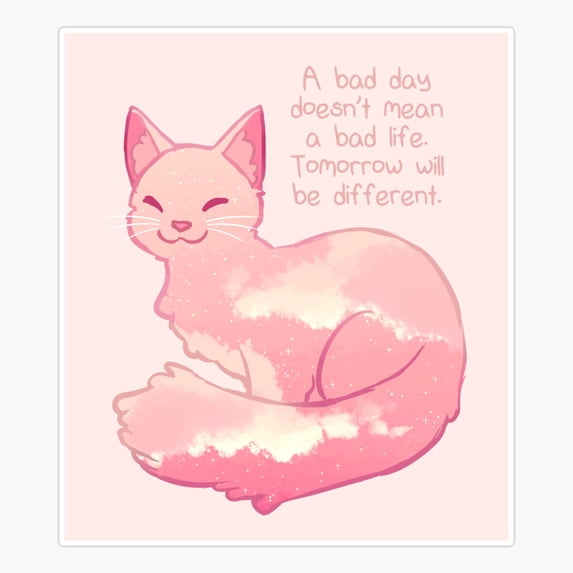 Bad Day Not Bad Life Cat Sticker - Walmart.com