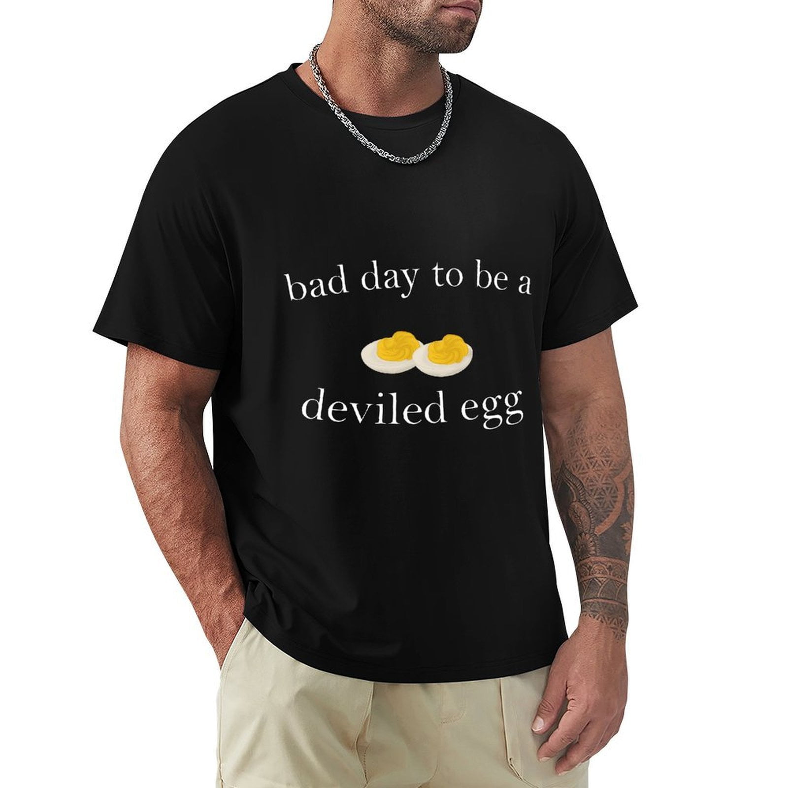 Bad Day To Be A Deviled Egg Men's Cotton HD Print Short Sleeve T-Shirt ...
