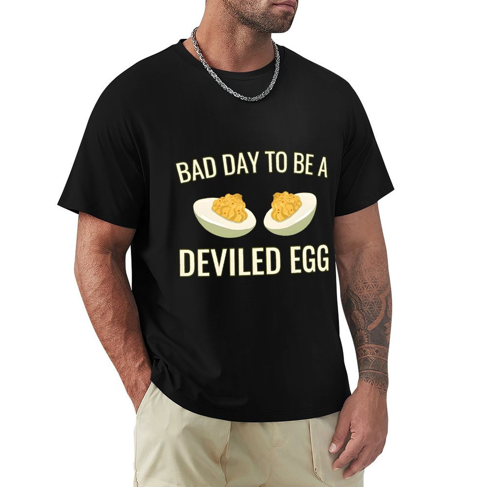 Bad Day To Be A Deviled Egg Men's Cotton HD Print Short Sleeve T-Shirt ...