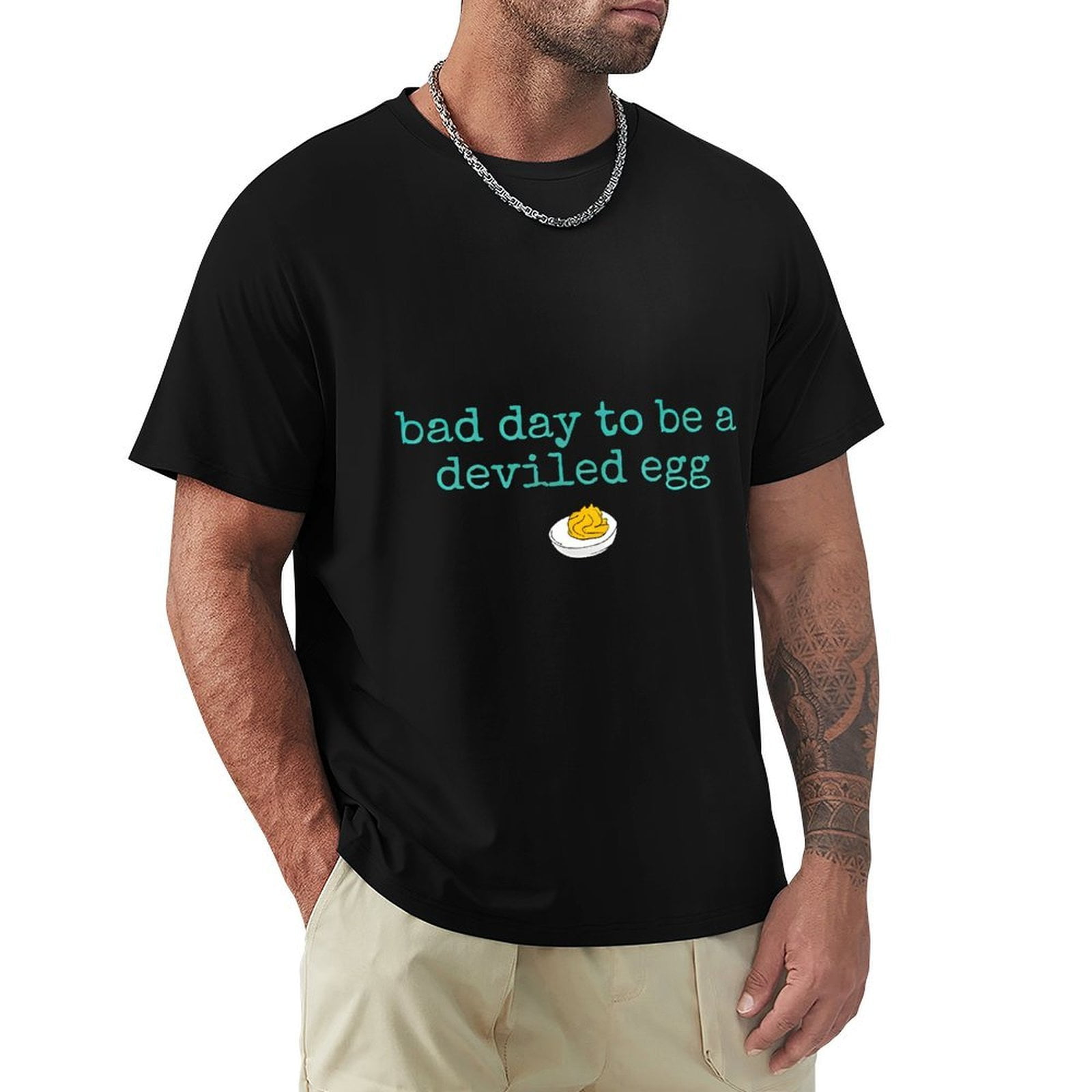 Bad Day To Be A Deviled Egg Men's Cotton HD Print Short Sleeve T-Shirt ...
