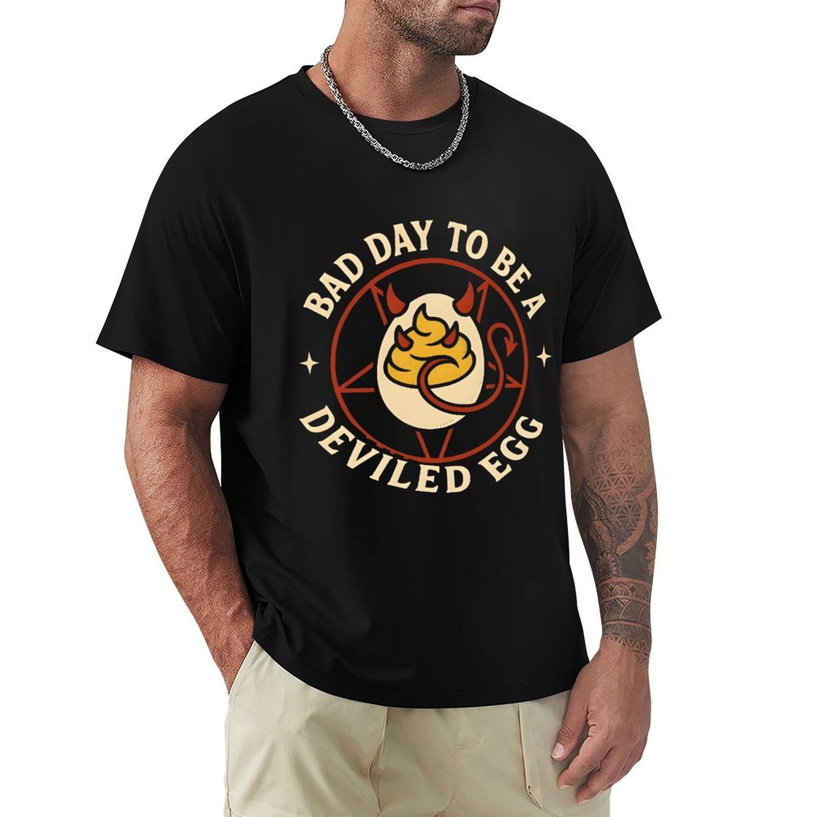 Bad Day To Be A Deviled Egg Men's Cotton HD Print Short Sleeve T-Shirt ...