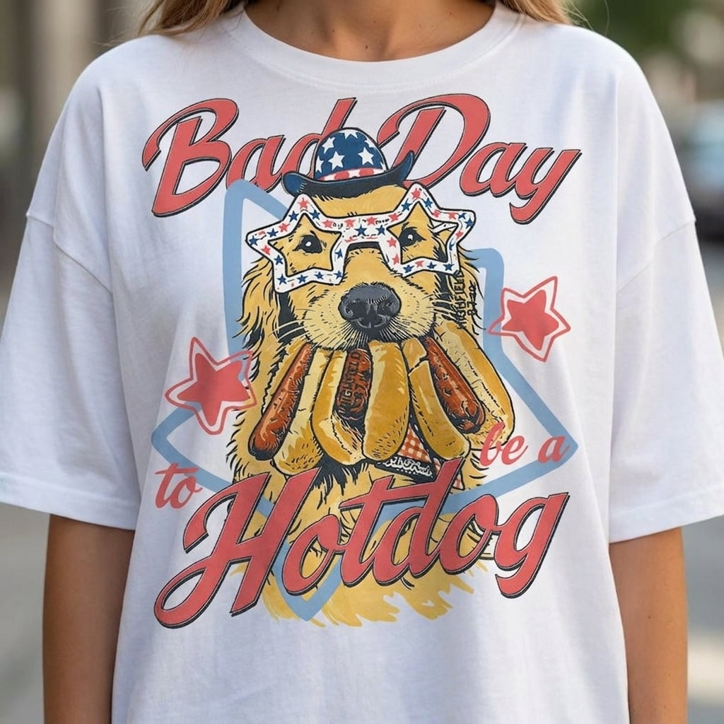 Bad Day To Be A Hot Dog Shirt, Funny 4th of July Dog Tee, Patriotic ...