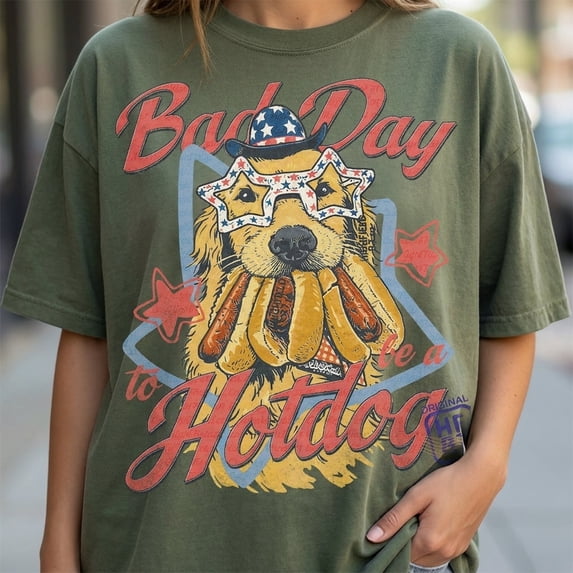 Bad Day To Be A Hot Dog Shirt, Funny 4th of July Dog Tee, Patriotic ...