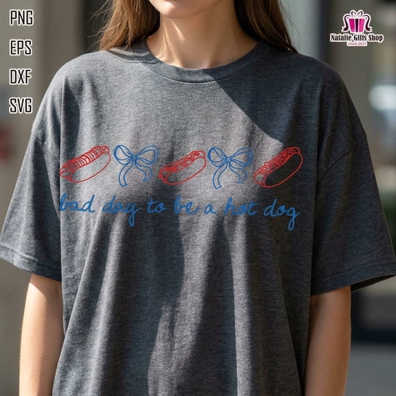 Bad Day To Be A Hot Dog Shirt | Funny Coquette Bow T-Shirt | Trendy Red ...