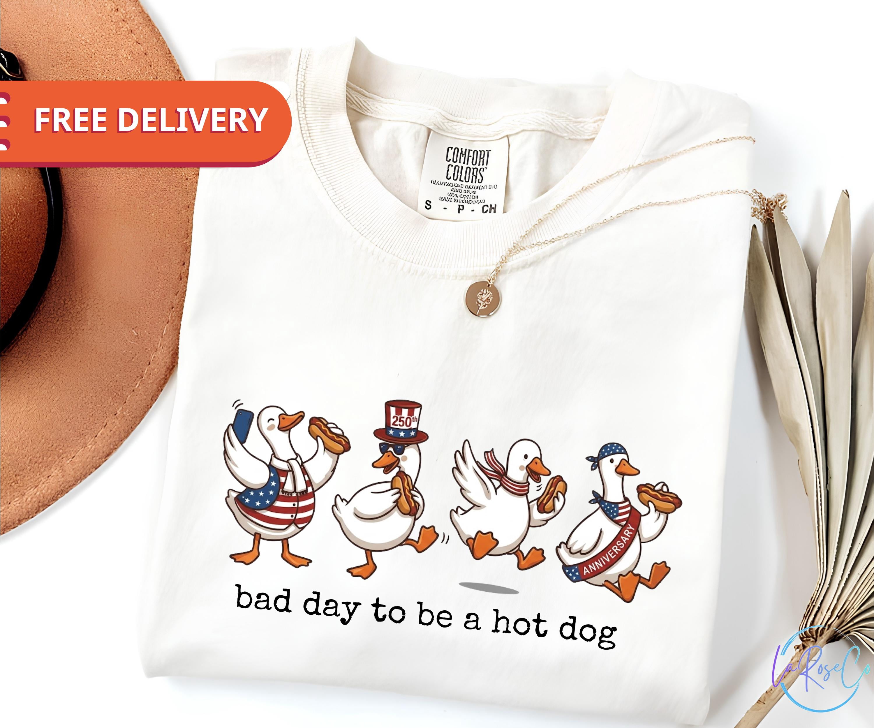 Bad Day To Be A Hot Dog Shirt, Funny Duck 4th of July T-shirt, USA ...