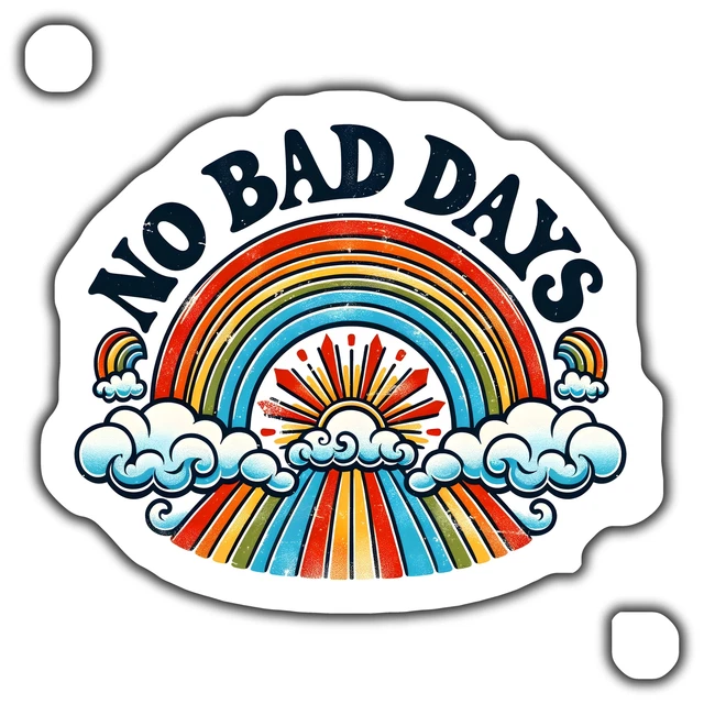 No Bad Days Sticker, Retro Rainbow Sticker, Positive Vibes Sticker ...