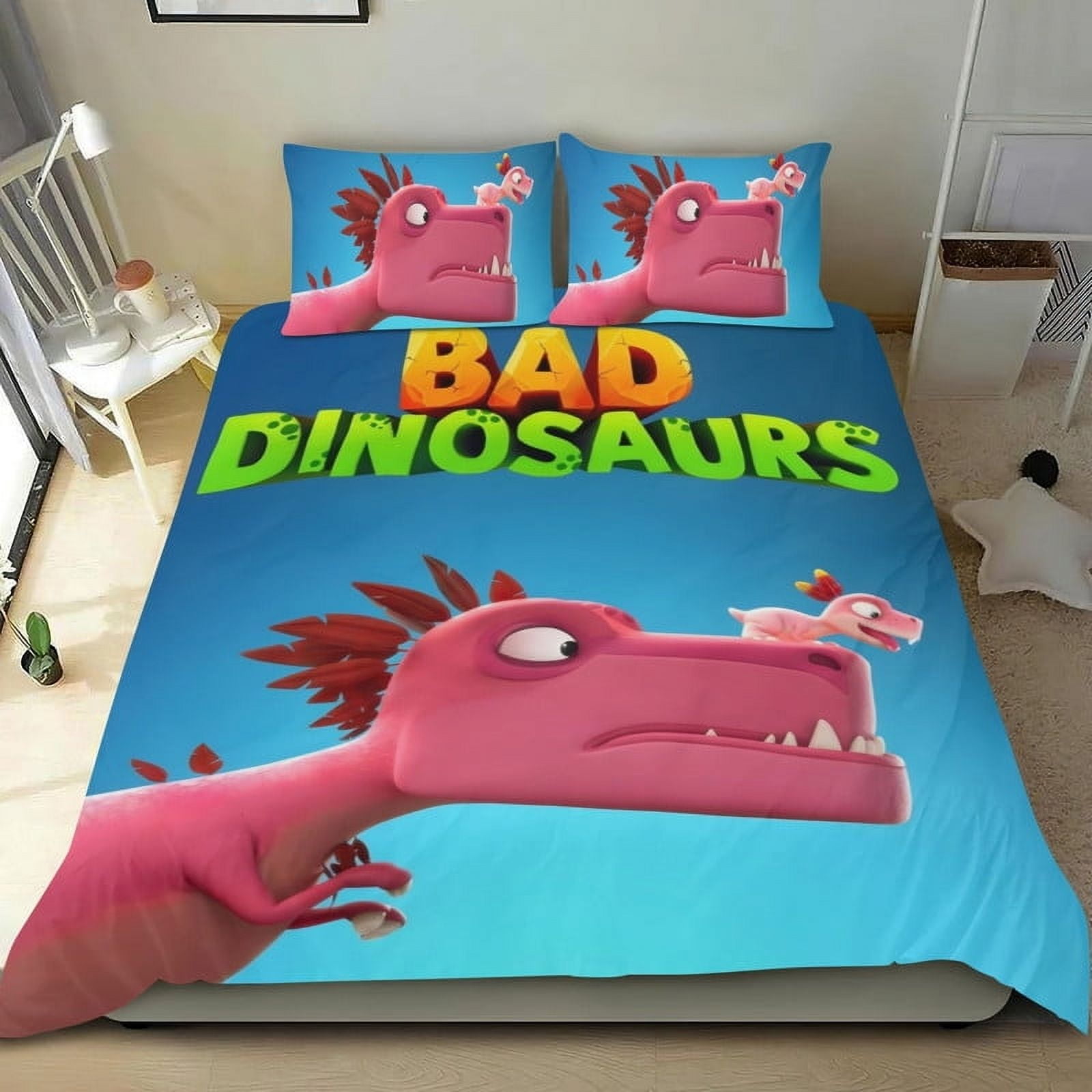 Bad Dinosaurs Cartoon 3 Piece Bedding Set Comforter Set Cute Duvet ...