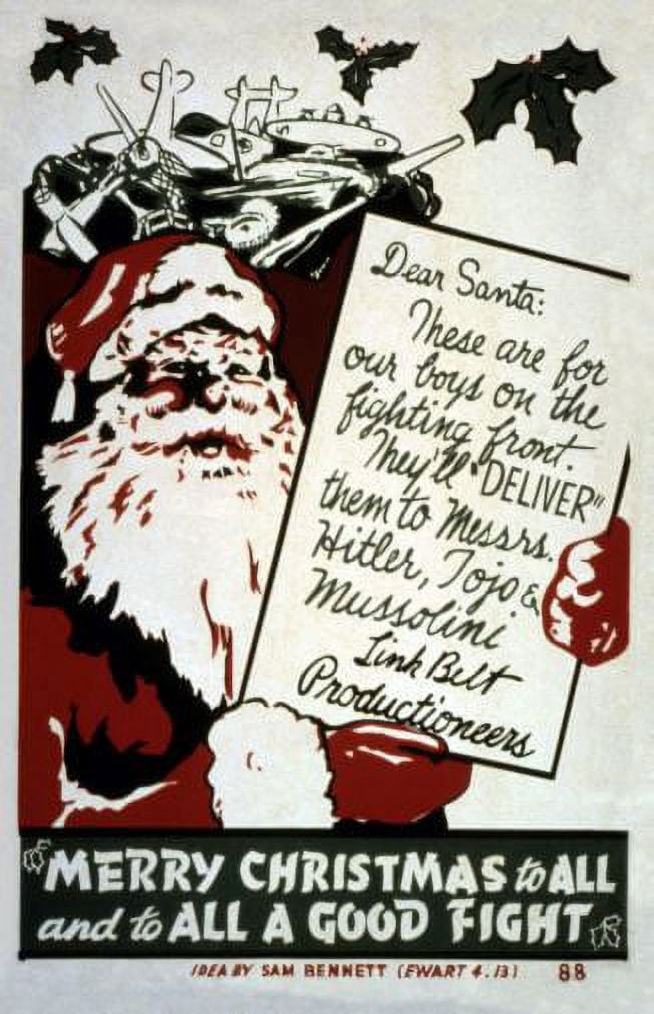 Bad Dog Posters Wwii War Propaganda Merry Christmas 24inx36in Poster ...