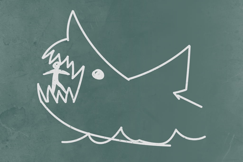 Bad Fish Shark Chalkboard Drawing Stick Figure Shark Posters For Walls ...