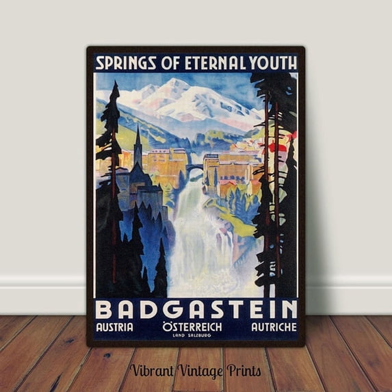 Bad Gastein Austria Waterfall Poster, Unframed Paper Poster 11x14in ...