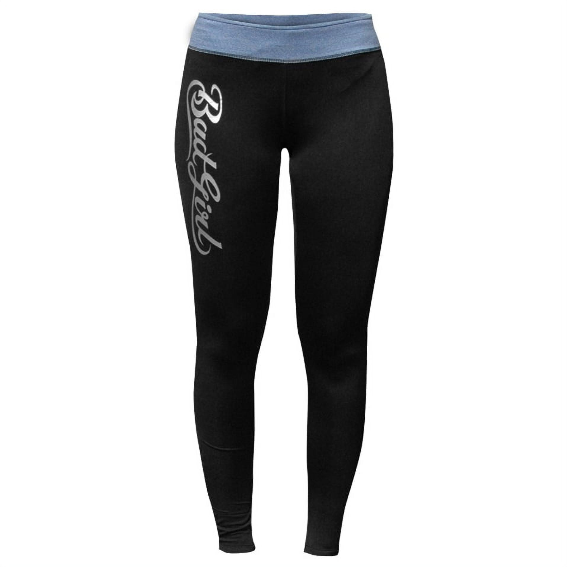 Bad Girl Logo Long Fitness Tights - XS - Black/Blue Marl - Walmart.com