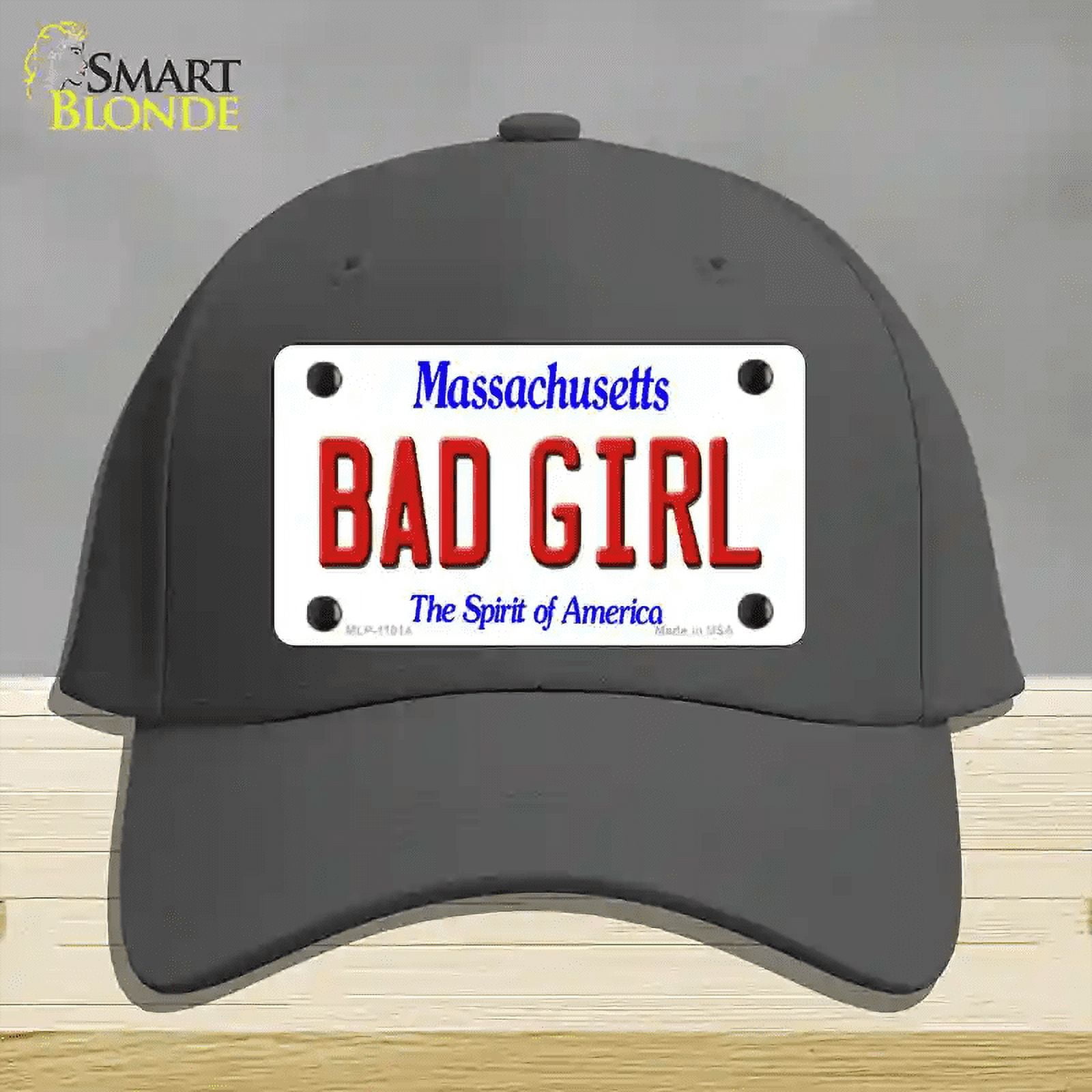 Bad Girl Massachusetts Novelty License Plate Hat Cotton Charcoal ...