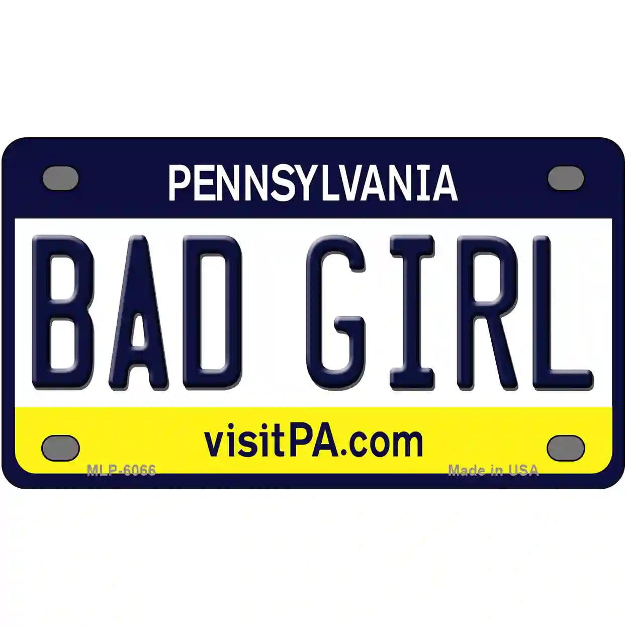 Bad Girl Pennsylvania State Novelty Metal License Plate 4" x 2.2" Mini ...