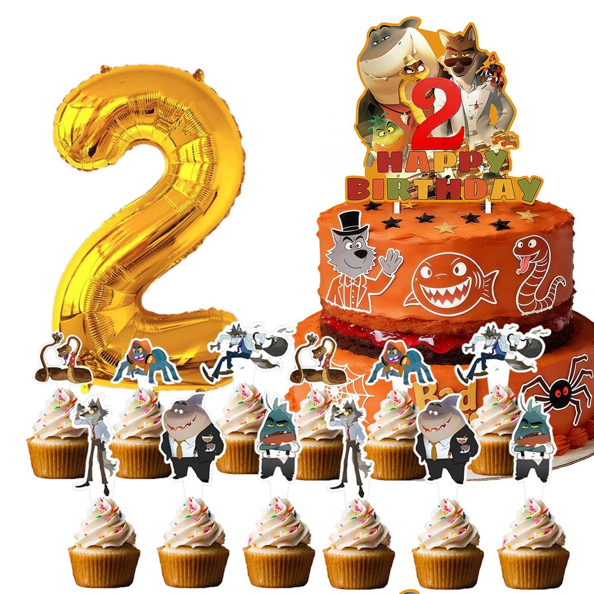 Bad Guys 2nd Party Supplies Decoration Cake Topper Cupcake Big Number ...