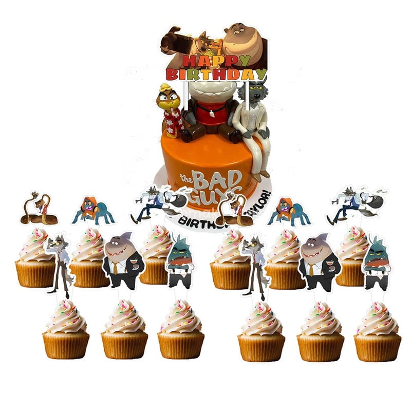 Bad Guys Cake Topper Cupcake Set Party Supplies Decoration Birthday ...