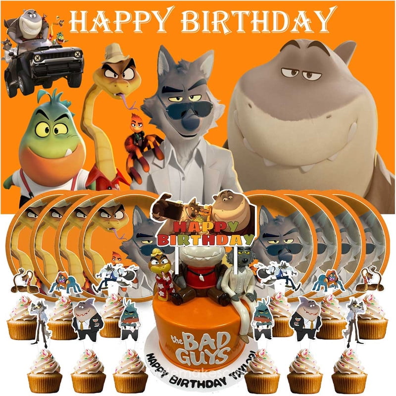 Bad Guys Plates Birthday Supplies Decorations Decor Backdrop Banner ...