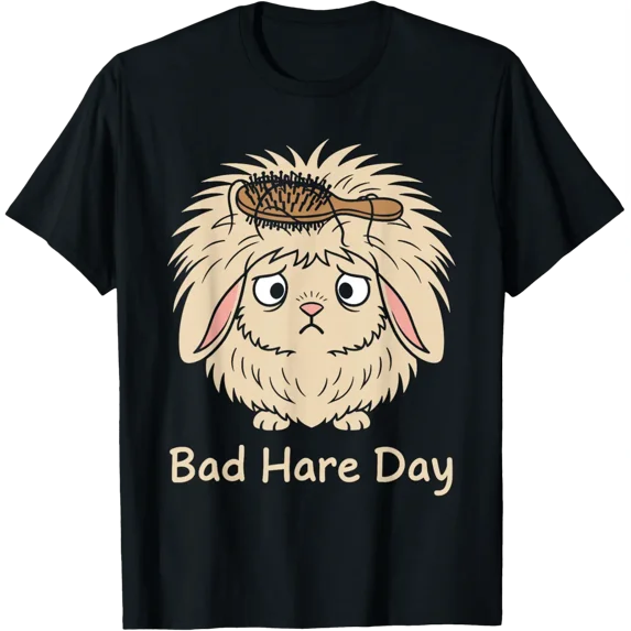 Bad Hare Day Lionhead Rabbit Pun T-Shirt - Walmart.com