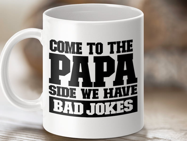 Bad Jokes Side Effect – Funny dad jokes mug, classic papa humor ...