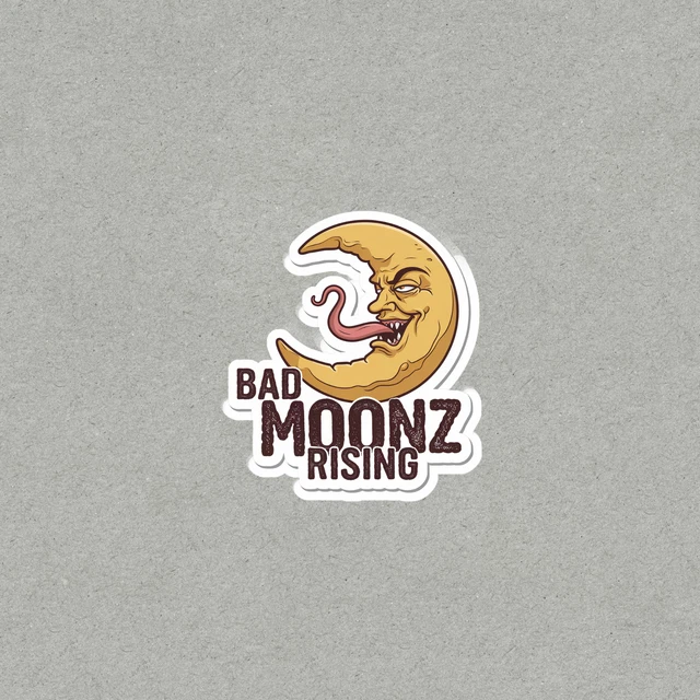 Bad Moonz Rising Angry Crescent Moon Grunge Sticker Decalphone Decal ...