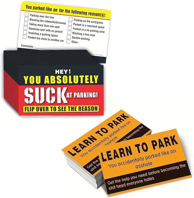 Bad Parking Cards, 50/100Pcs You Suck at Parking Cards, Learn to Park ...